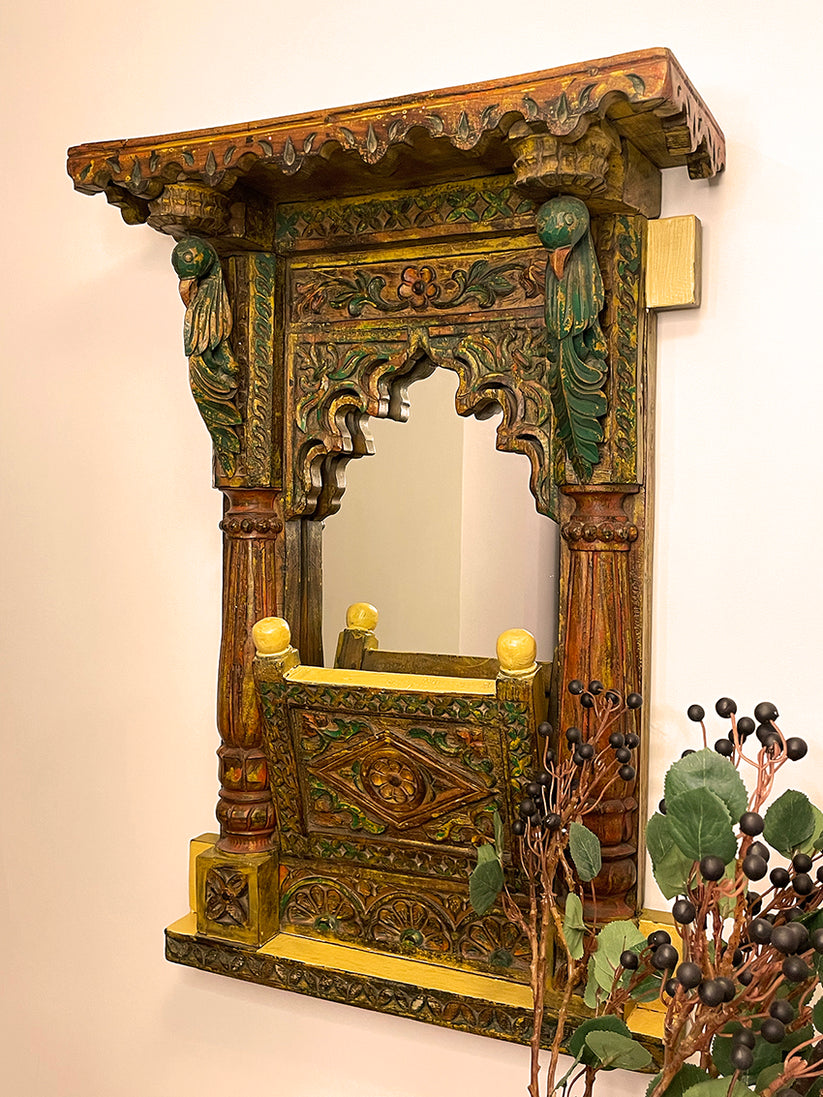 Shahi Jharokha | Mirror with detail carved wooden frame | Wall hanging ...
